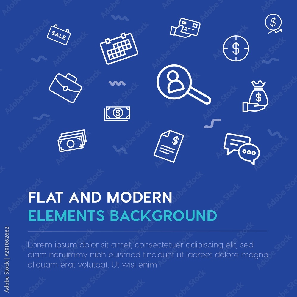 business, money outline vector icons and elements background concept on ...
