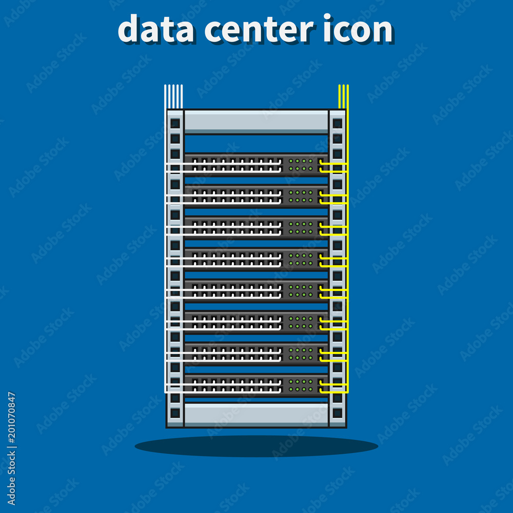 Server rack flat line vector illustration. Datacenter icon. Stock ...