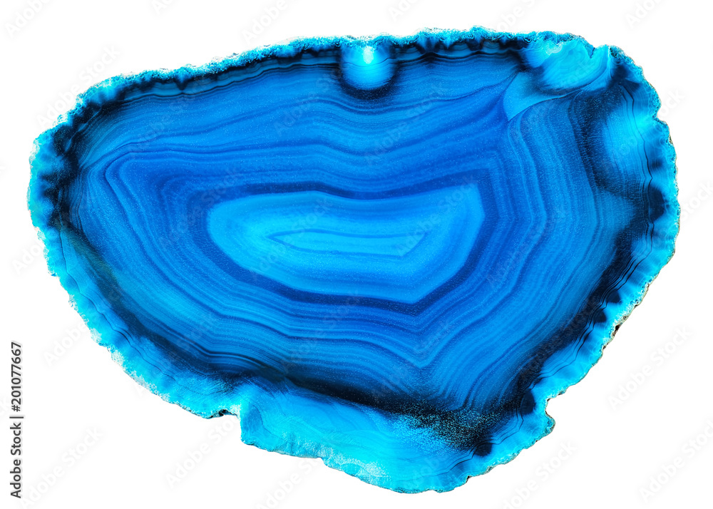 Amazing blue Agate Crystal cross section isolated on white background ...