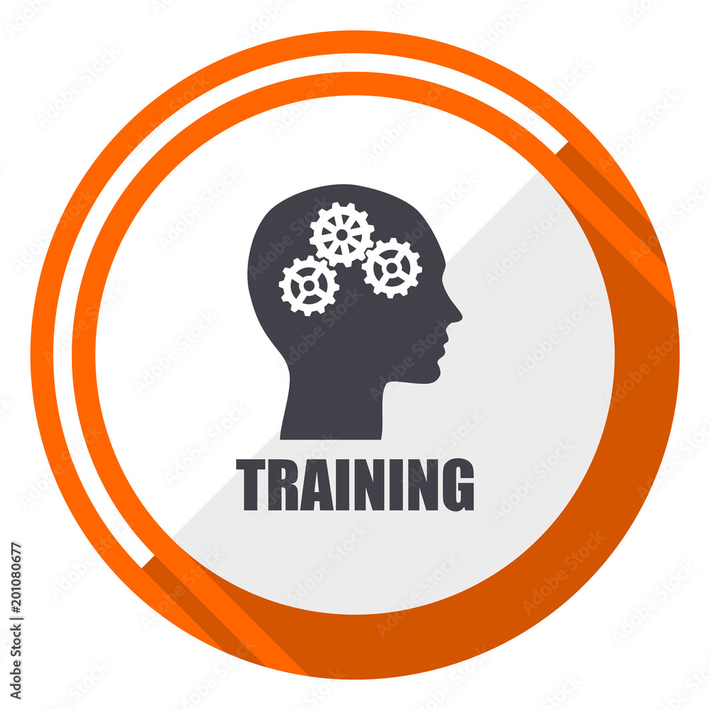 Training flat design orange round vector icon in eps 10 Stock Vector ...