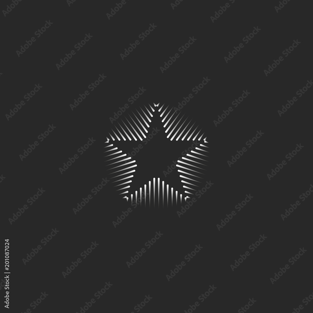 Linear star logo business card template. Hipster black and white ...