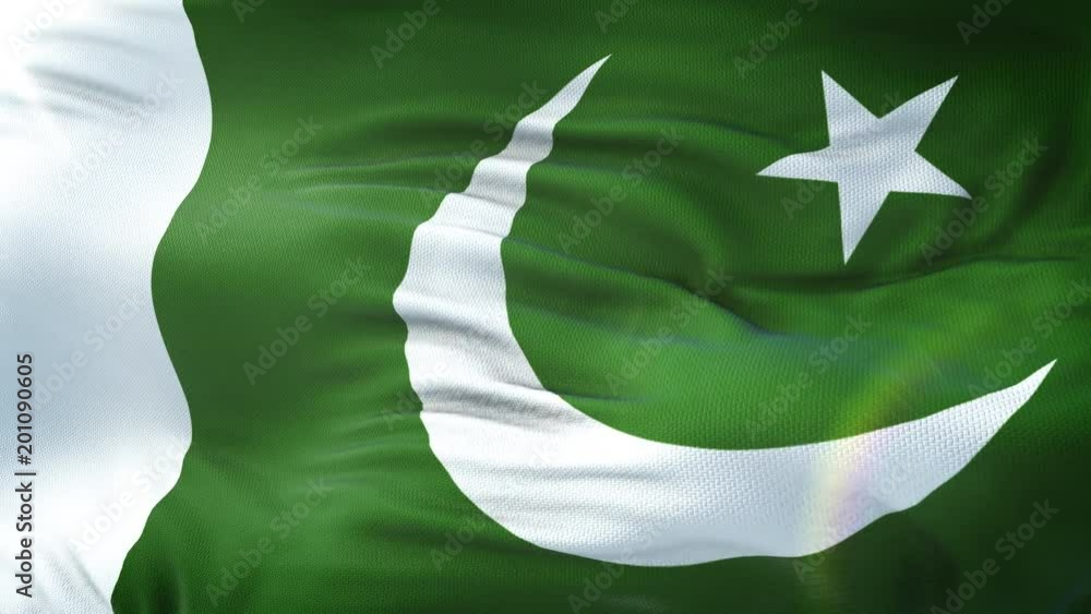 Flag of the Pakistan waving on sun. Seamless loop with highly detailed ...