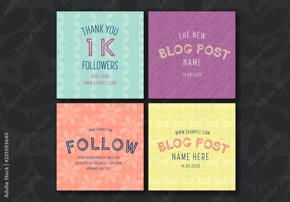 4 Social Media Post Layouts Stock Template | Adobe Stock