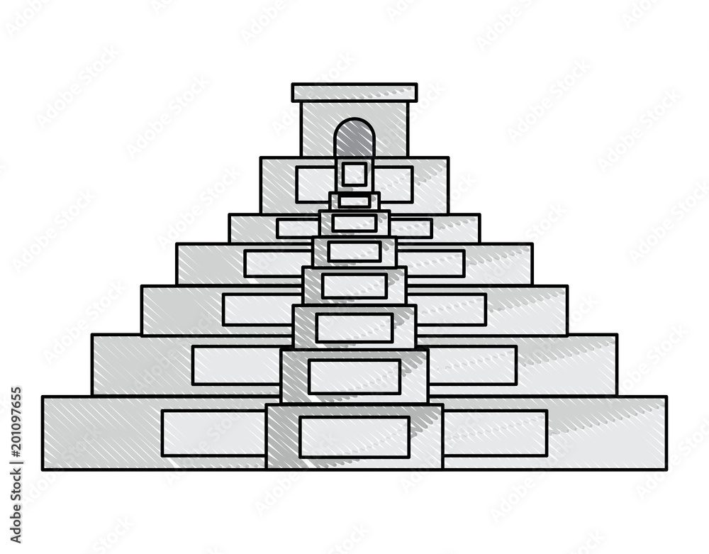 mexican pyramid icon over white background, colorful design. vector ...