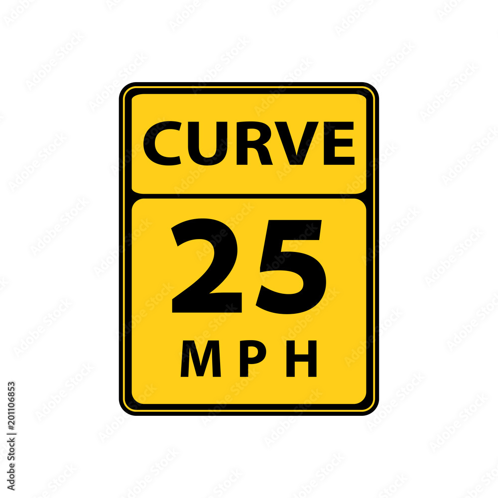 USA traffic road signs. slow down,maximum advised speed is 25 mph in ...