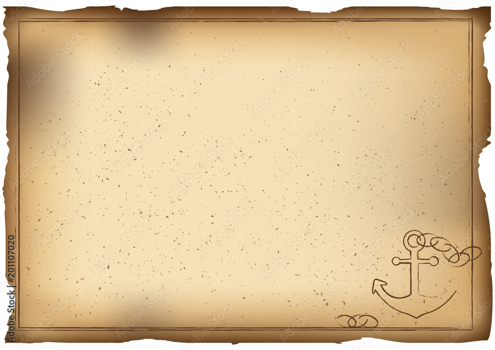 Vector Illustration. Old paper background with anchor. Horizontal A4 ...