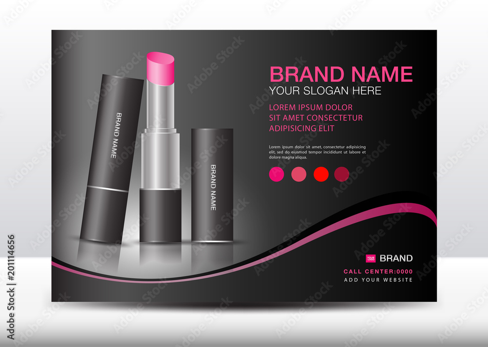 lipstick ads, Cosmetics Banner design Template vector illustration ...