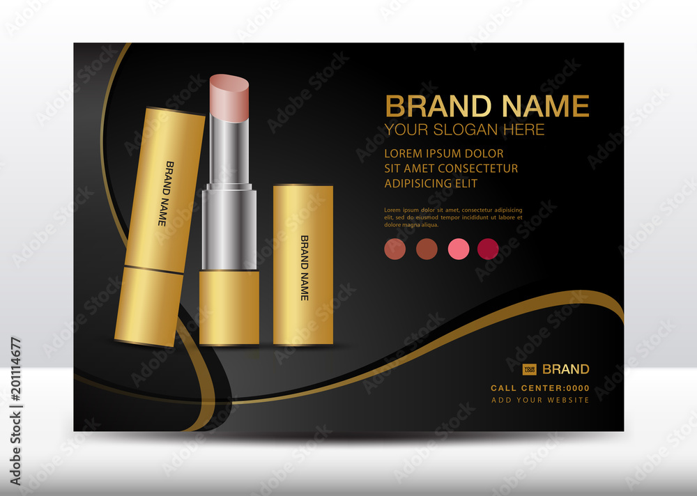 lipstick ads, Cosmetics Banner design Template vector illustration ...