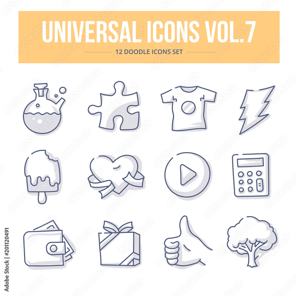 Universal Doodle Icons vol.7 Stock Vector | Adobe Stock