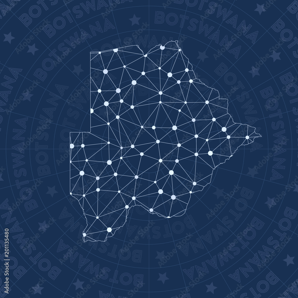 Botswana network, constellation style country map. Cool space style ...
