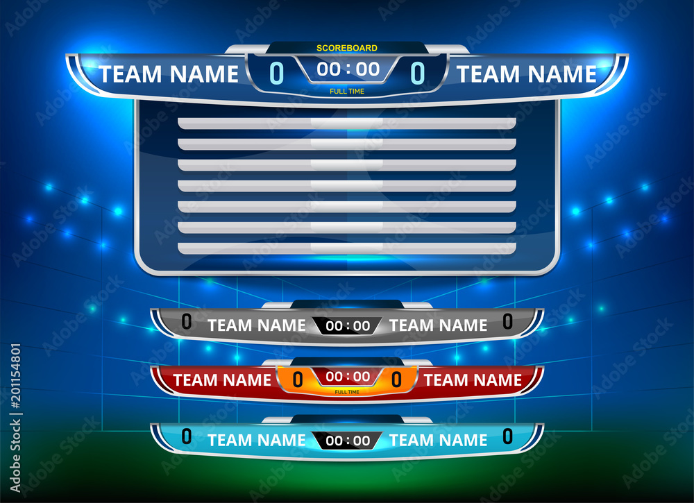 Scoreboard Broadcast Graphic and Lower Thirds Template for sport soccer ...