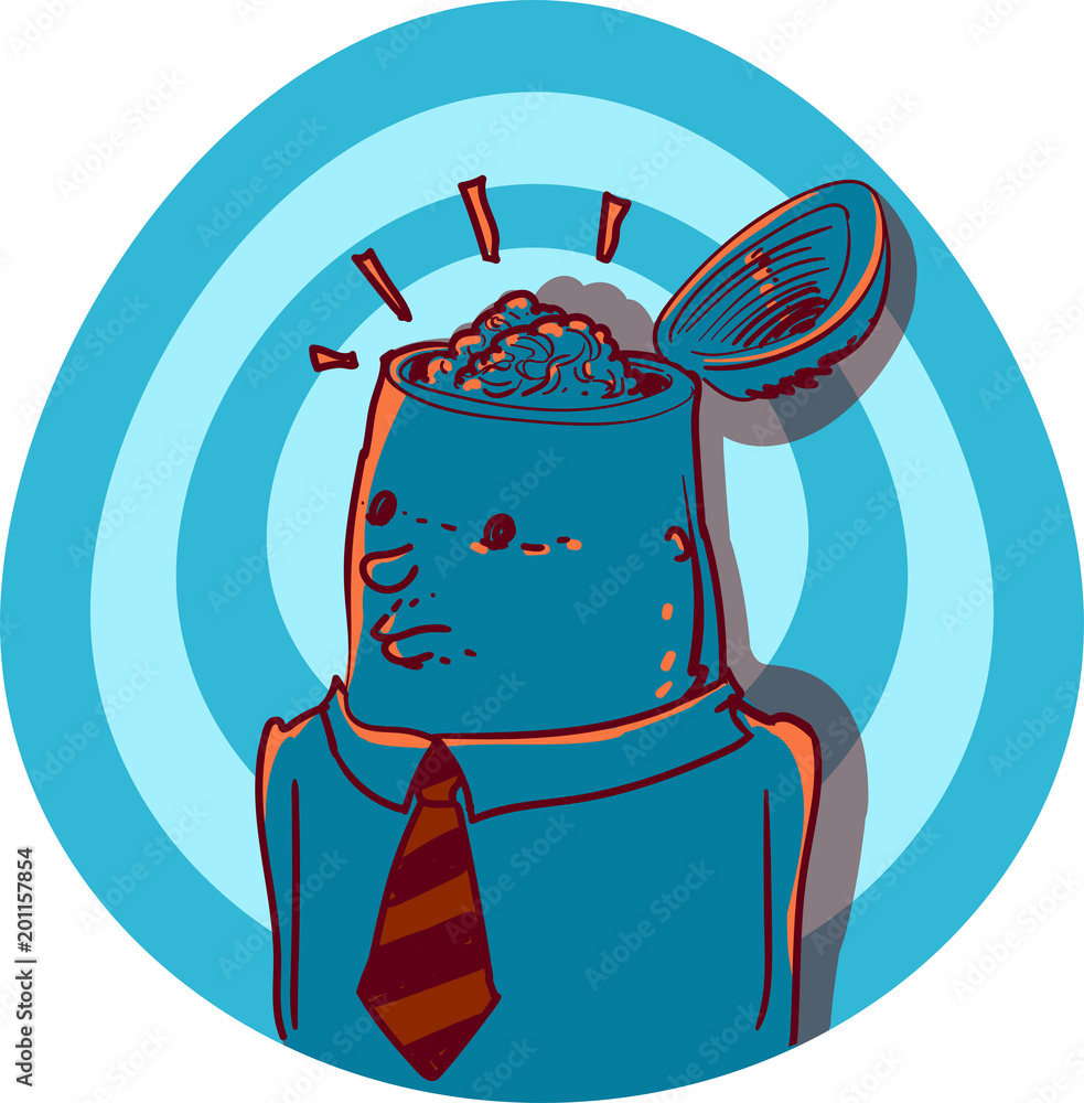 Vetor de man and brain cartoon style iconographic vector illustration ...