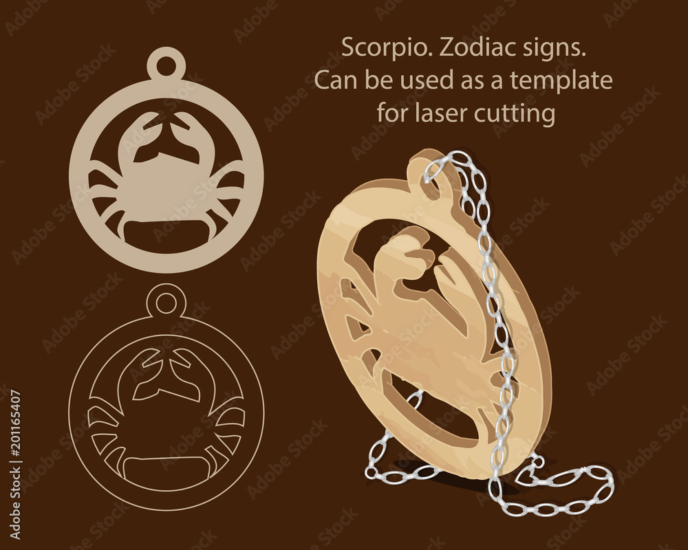 Scorpio. Zodiac signs. Can be used as a template for laser cutting ...
