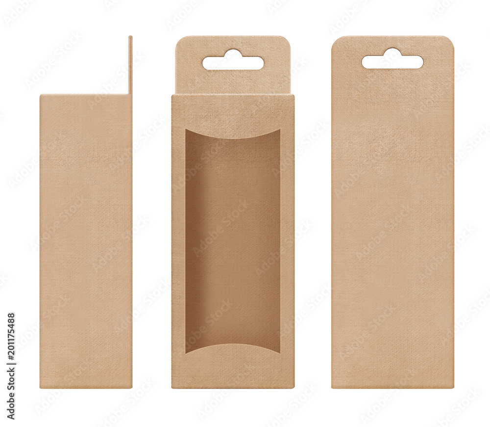 box, packaging, box brown for hanging cut out window shape open blank ...