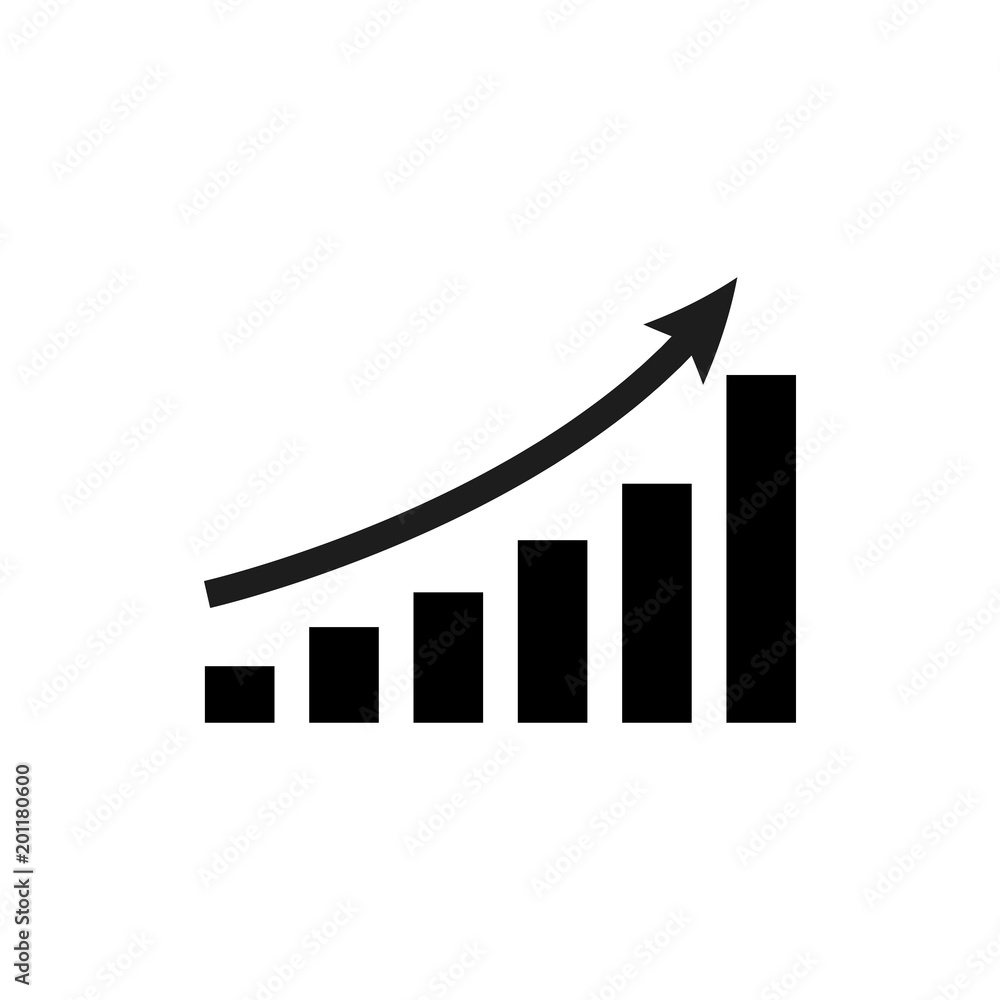 Growing graph in flat style, icon, vector isolated flat style symbol ...