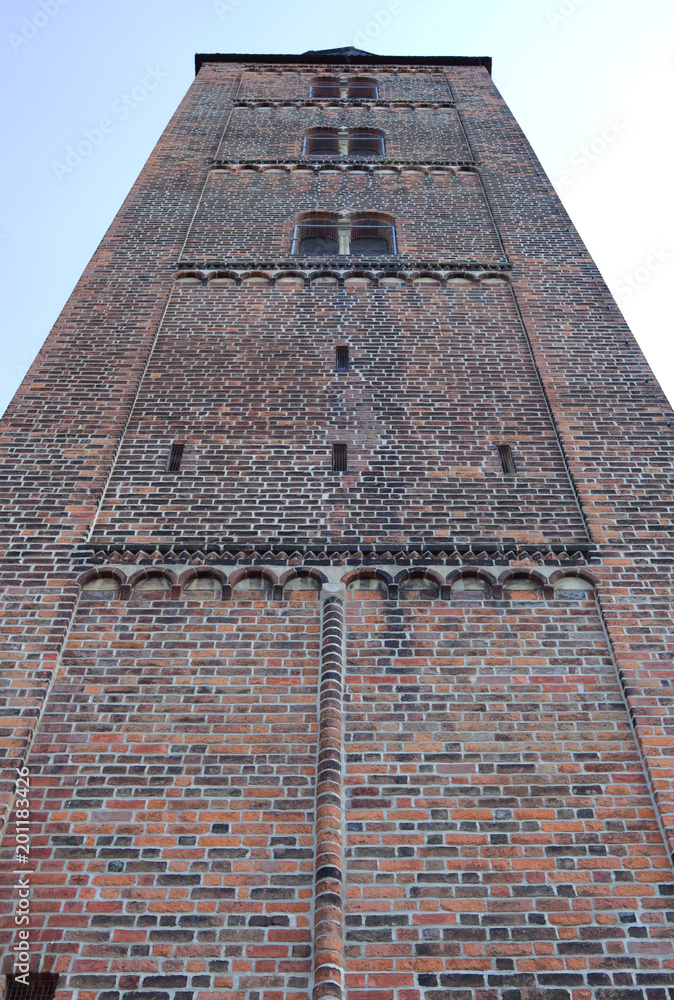 Altenburg / Germany: Closer look at one of the two steeples of the so ...