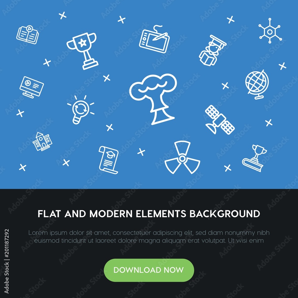 science, education outline vector icons and elements background concept ...