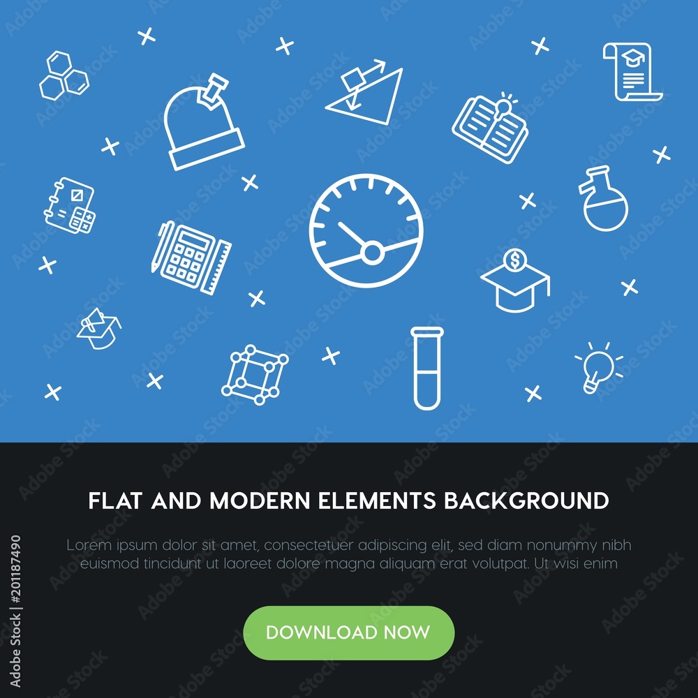 science, education outline vector icons and elements background concept ...