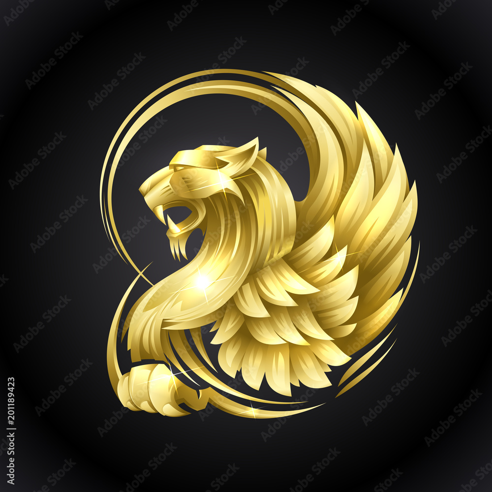 Golden heraldic Griffin Stock Vector | Adobe Stock