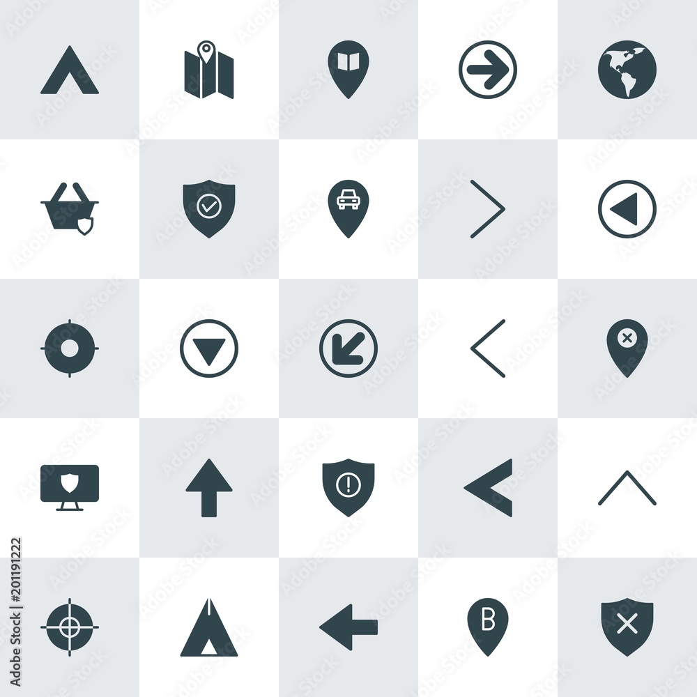 Modern Simple Set of location, arrows, security Vector fill Icons ...
