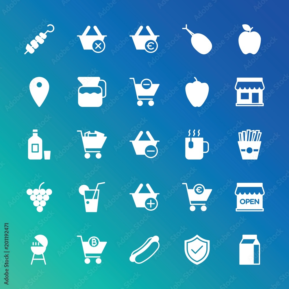 Modern Simple Set of food, drinks, shopping Vector fill Icons ...