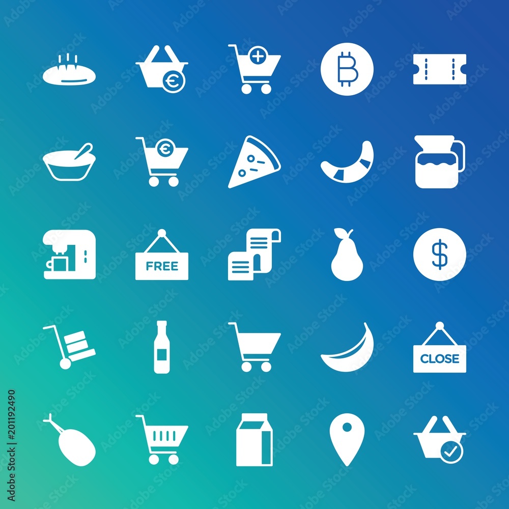 Modern Simple Set of food, drinks, shopping Vector fill Icons ...