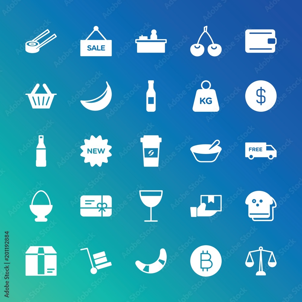 Modern Simple Set of food, drinks, shopping Vector fill Icons ...