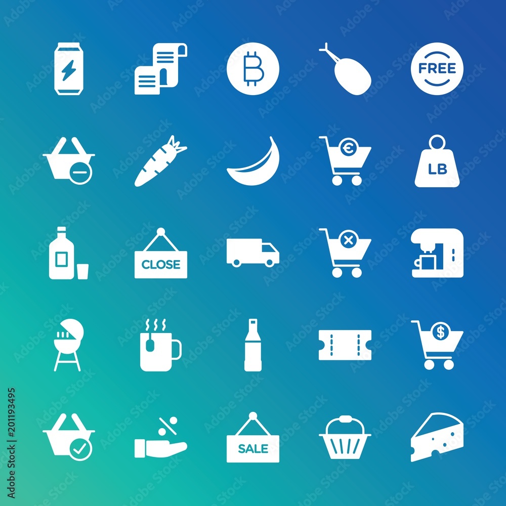 Modern Simple Set of food, drinks, shopping Vector fill Icons ...