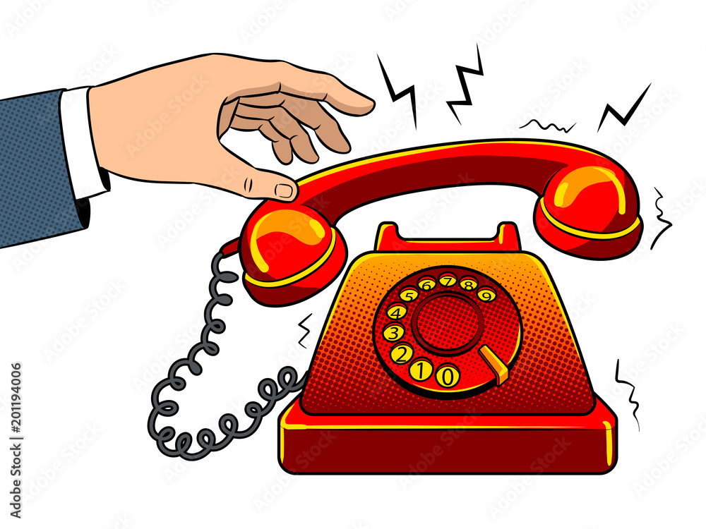 Red hot old phone pop art vector illustration Stock Vector | Adobe Stock