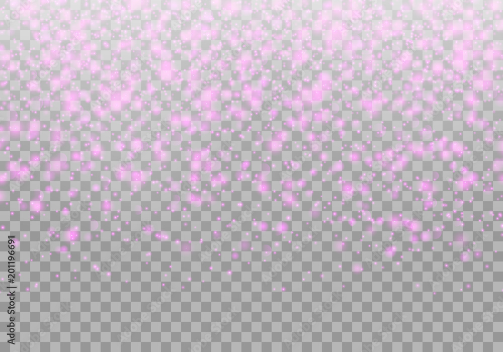 Bright pink sparkles fall on a transparent background. Vector ...