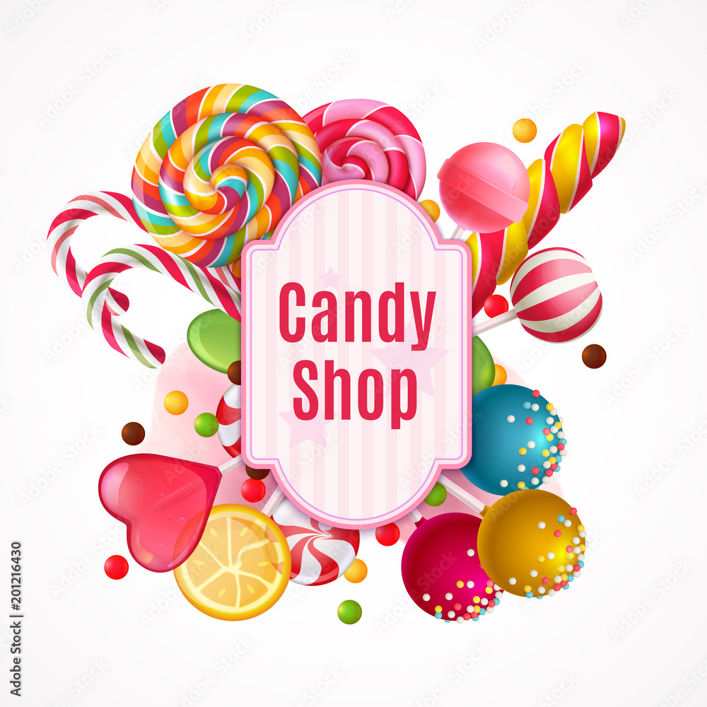 Realistic Candies Frame Background Stock Vector | Adobe Stock