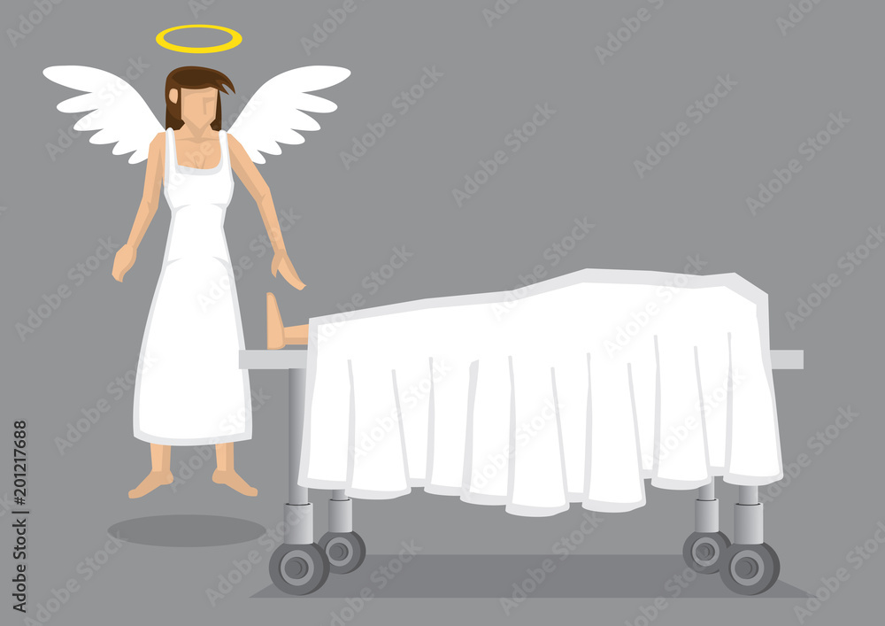Angel by Dead Body Cartoon Vector Illustration Stock Vector | Adobe Stock