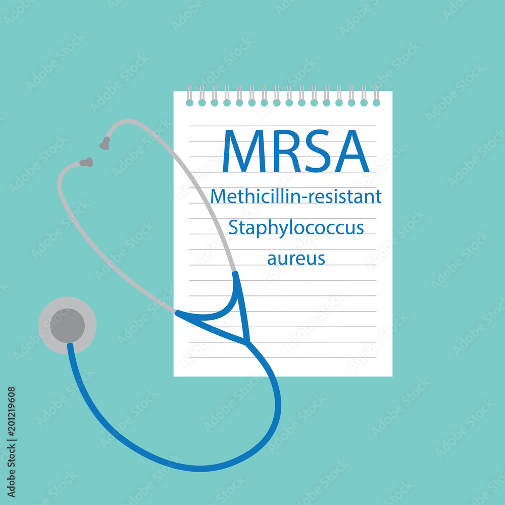 MRSA Methicillin-resistant Staphylococcus aureus written in notebook ...