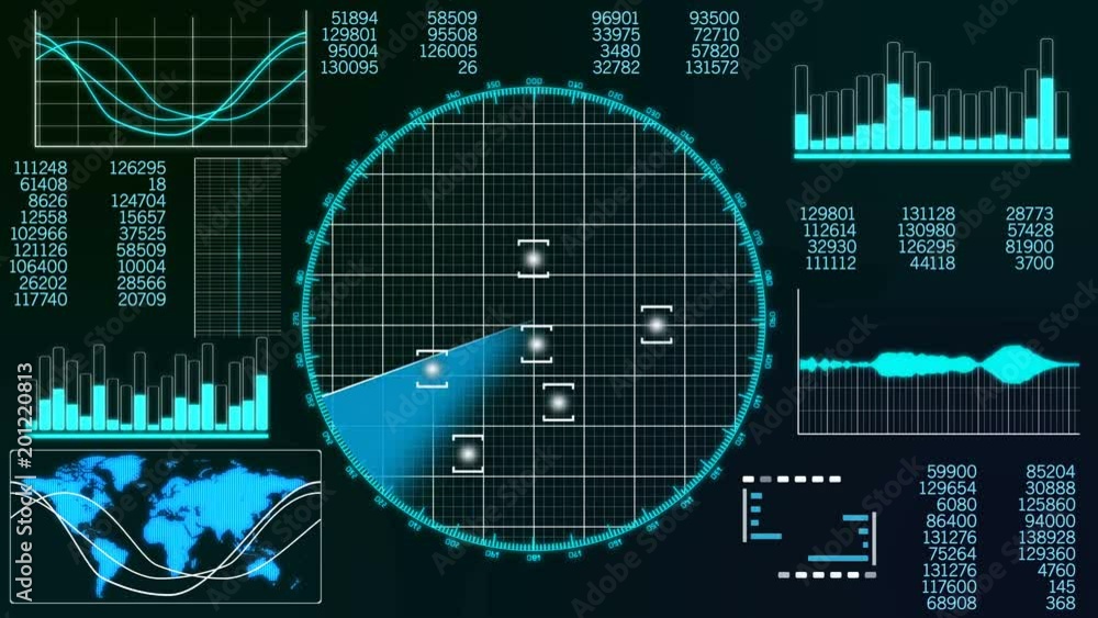 A professional 3d rendering of a radar screen to detect flying ...