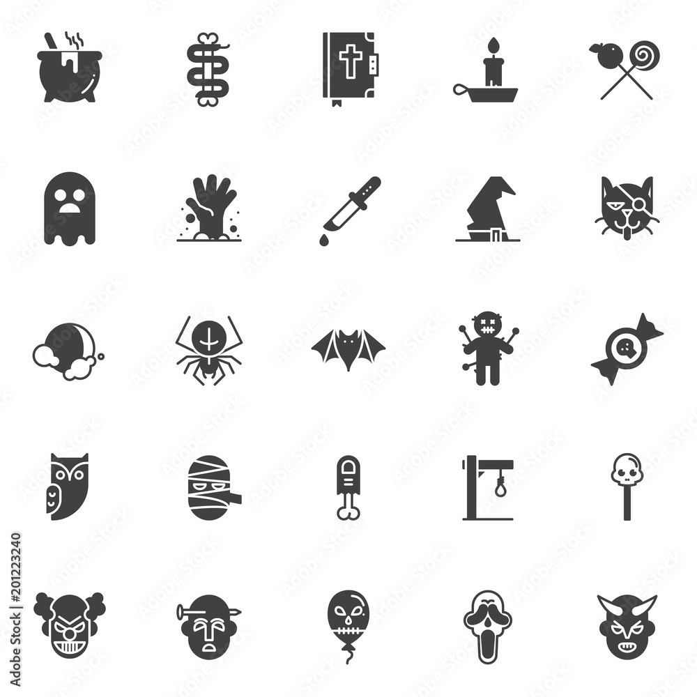 Halloween costume vector icons set, modern solid symbol collection ...