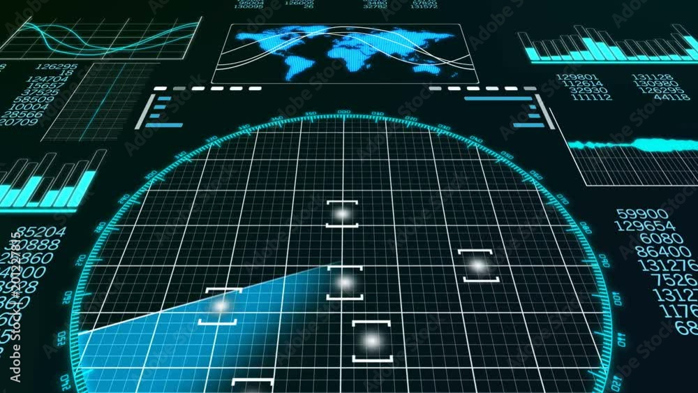 Vidéo Stock An impressive 3d rendering of a radar screen to search ...