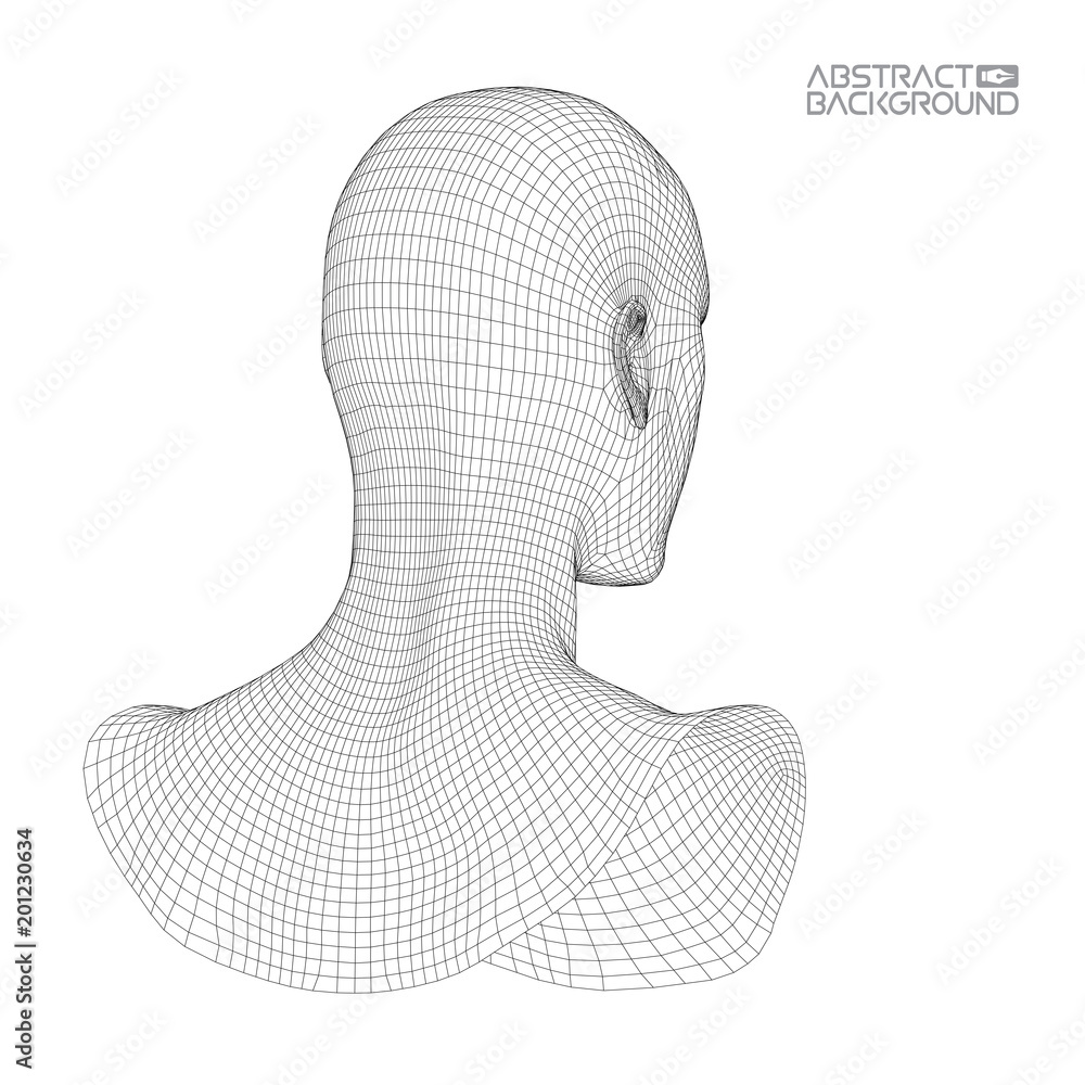 Ai digital brain. Artificial intelligence concept. Human head in robot ...