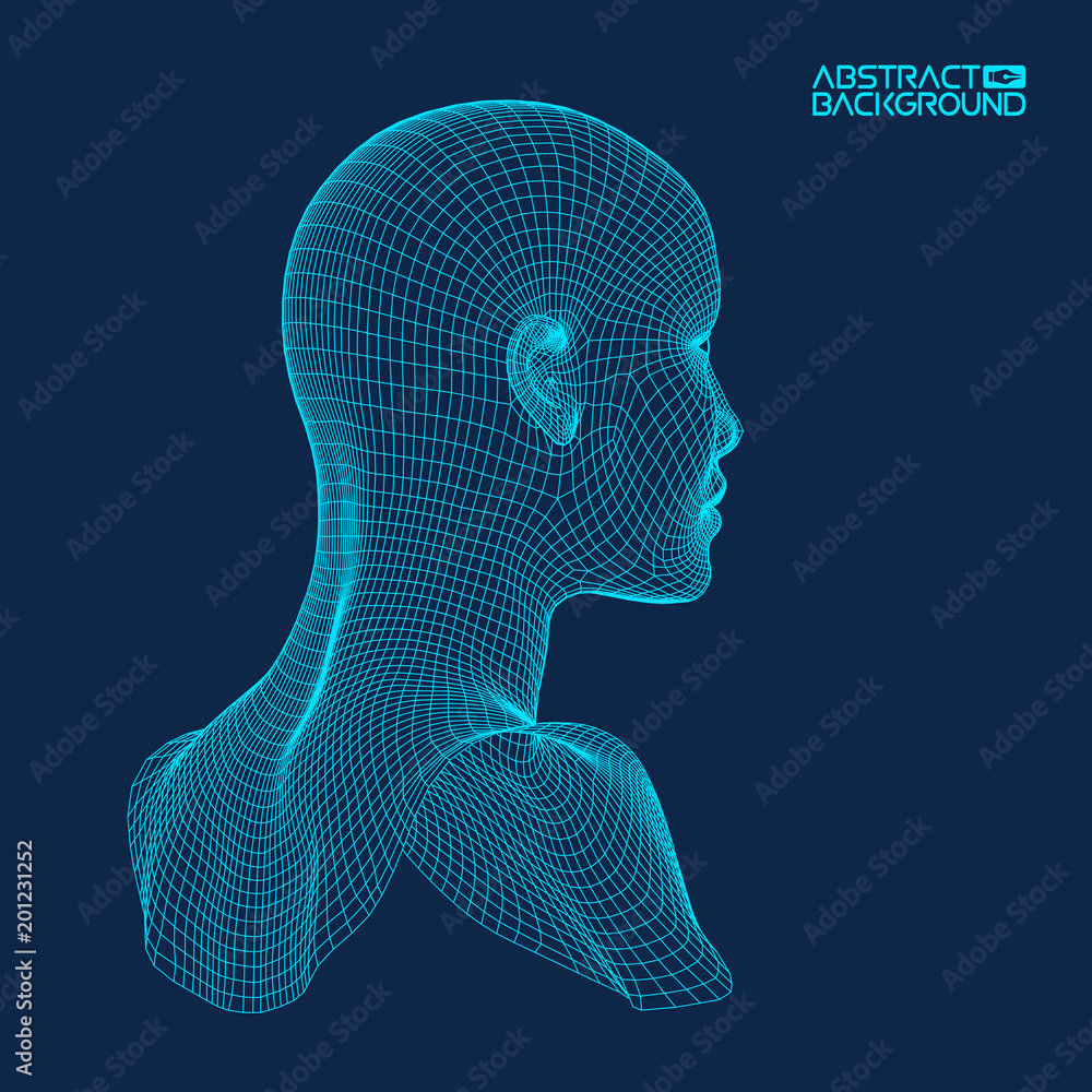 Ai digital brain. Artificial intelligence concept. Human head in robot ...