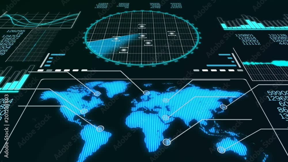 A professional 3d rendering of a radar screen to detect flying ...