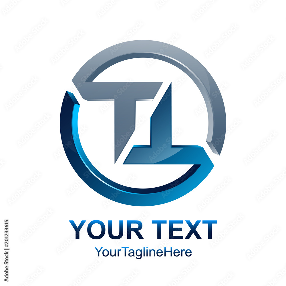Initial letter TT logo template colored silver blue circle design for ...