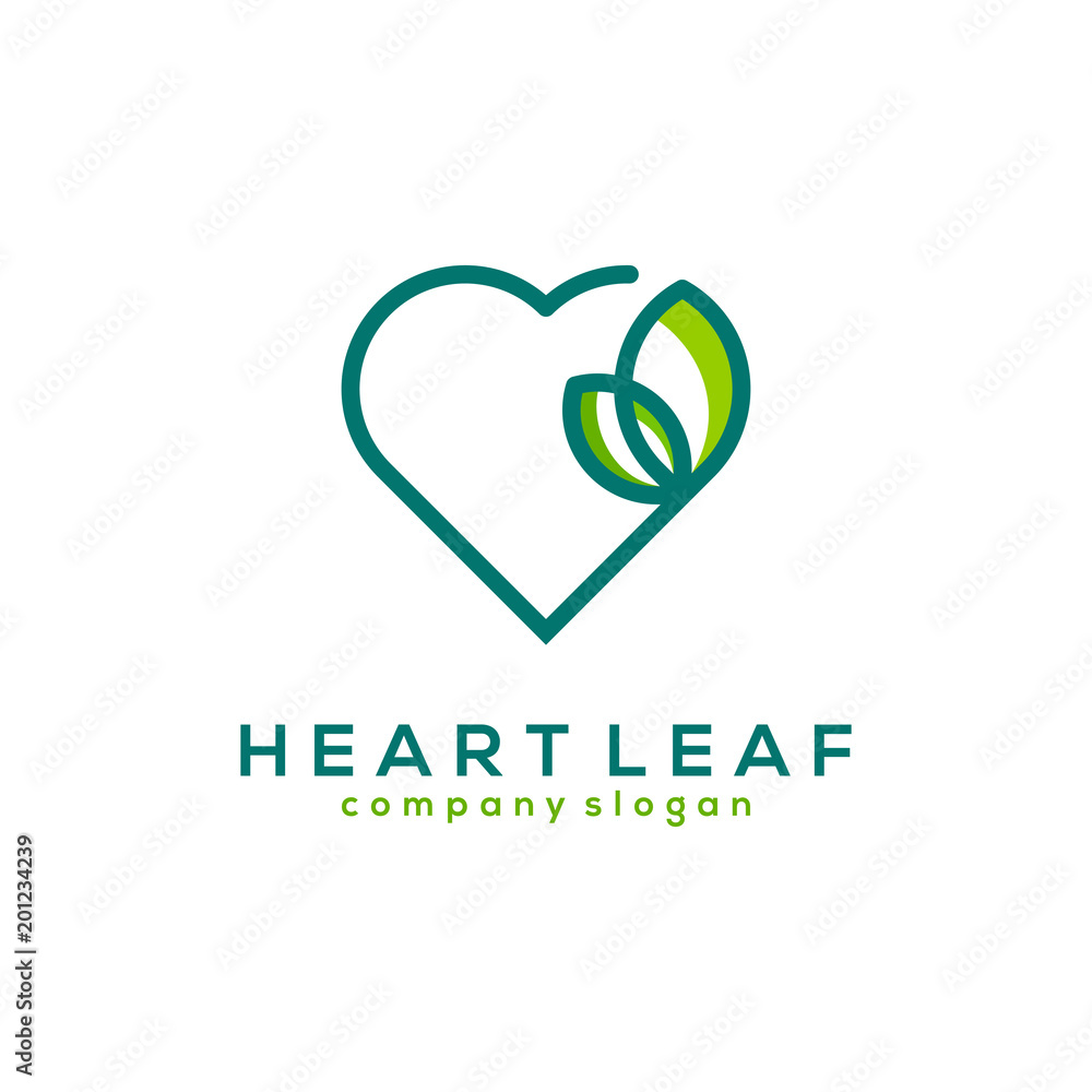 heart leaf logo template Stock Vector | Adobe Stock