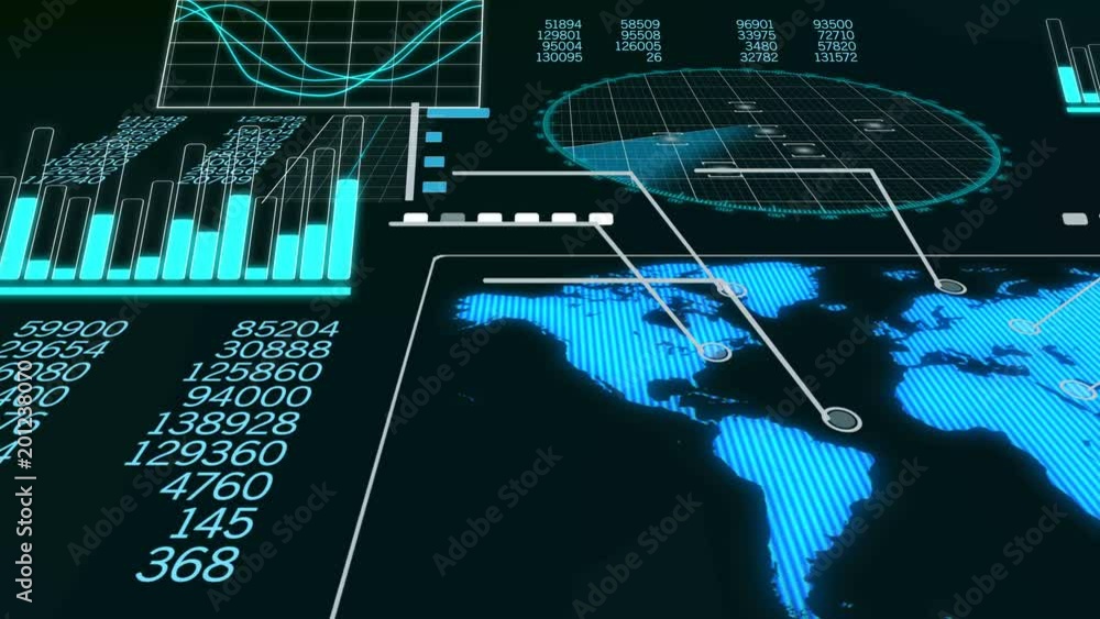 A multidimentional 3d rendering of a radar screen placed askew. It has ...