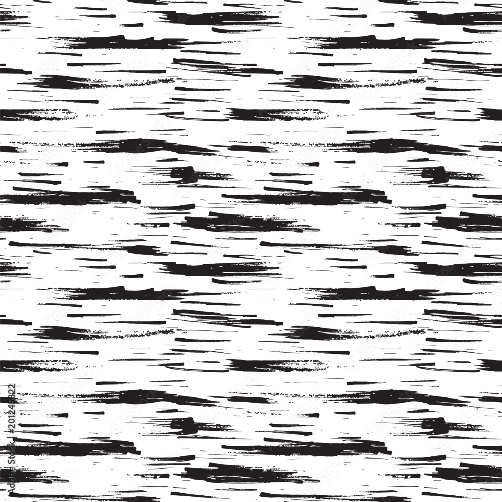 Birch Tree Bark Texture, Seamless Pattern. Black brush strokes ...