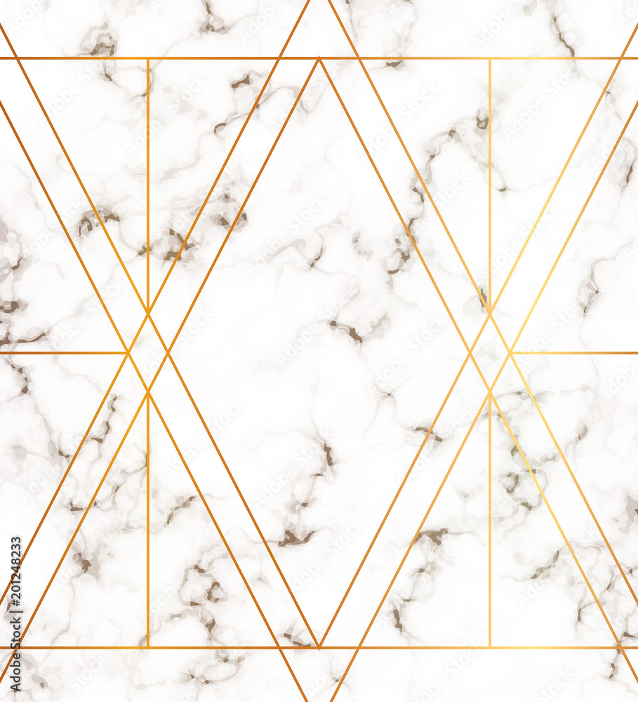 Marble texture with modern geometric gold lines pattern. Background for ...