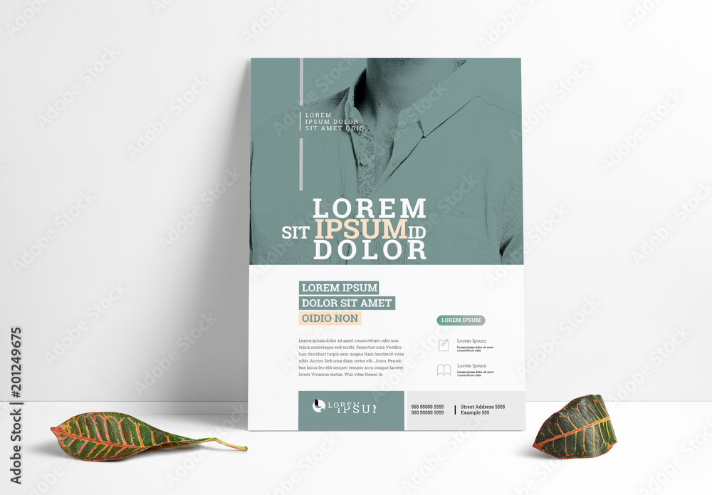 Gray Flyer Layout with Peach Accents Stock Template | Adobe Stock