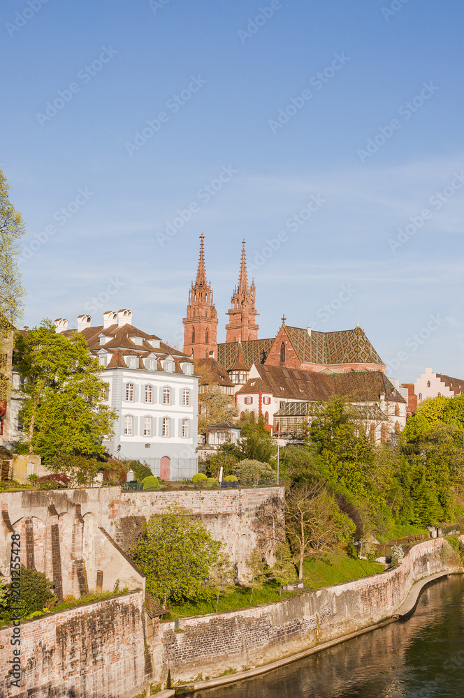 Basel, Stadt, Altstadt, Rhein, Rheinufer, Uferweg, Grossbasel, Münster ...