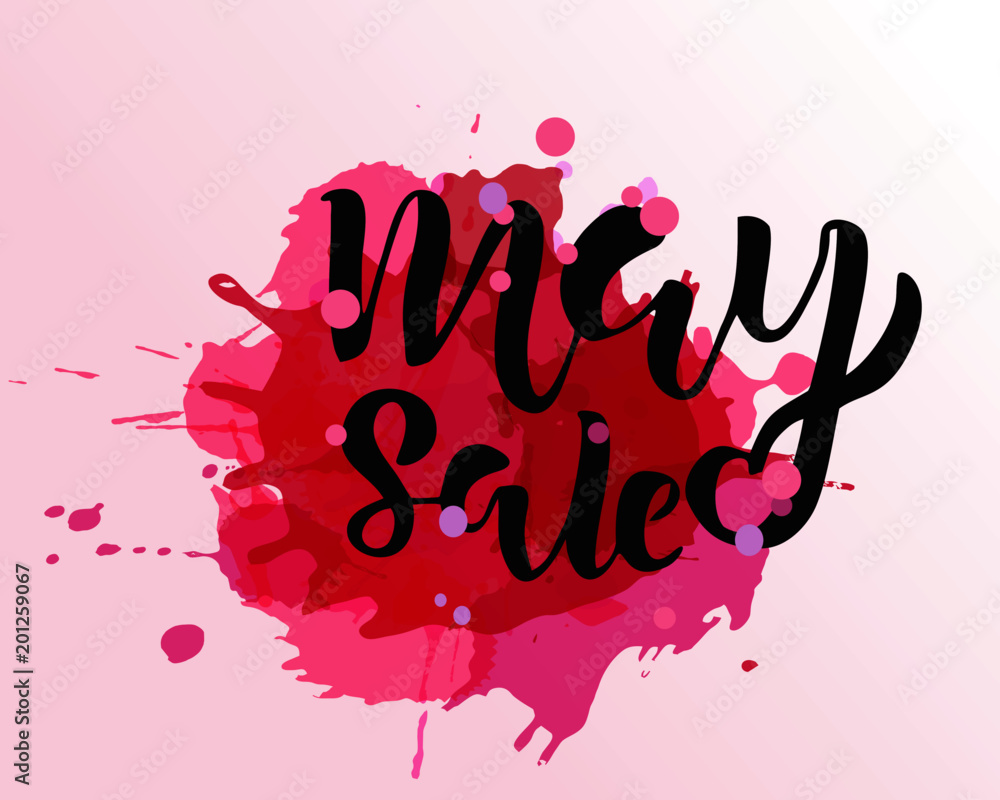 May sale flyer template with handwritten lettering. Poster, card, label ...