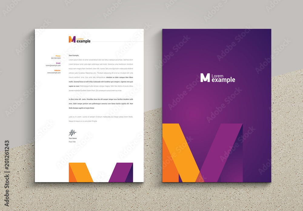 Purple Gradient Letterhead Layout Stock Template | Adobe Stock