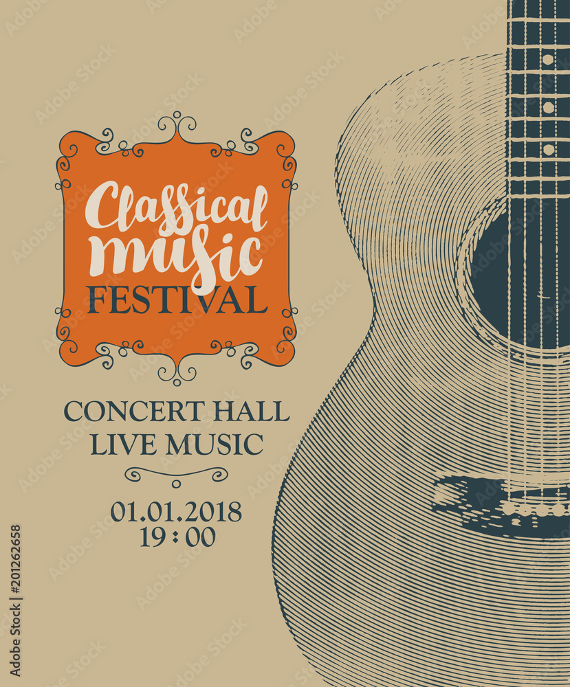 Vector poster for a festival of classical music with calligraphic ...