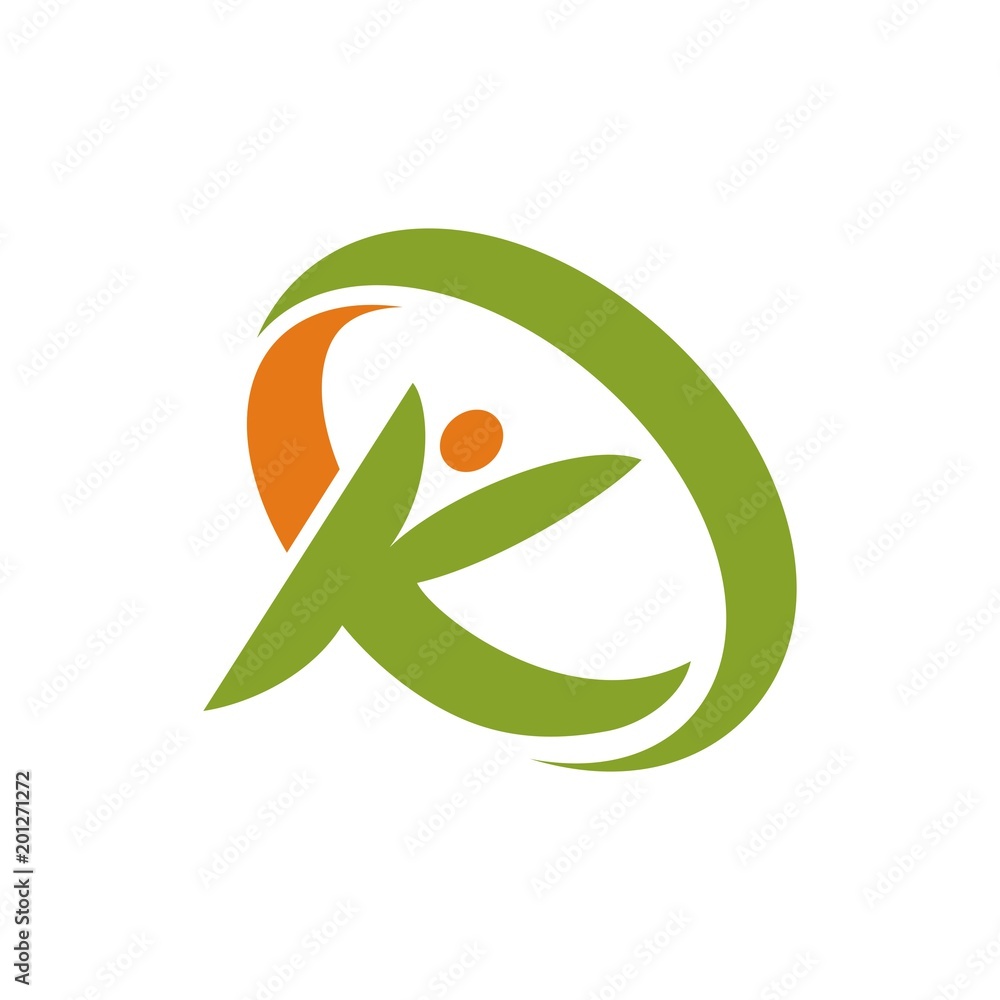 Abstract human figure K logo initial letter design template vector ...